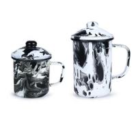 China Production 30 Days 201S Custom Classic 12oz Enamel Mug Metal Steel Camping Mug Enamel Mug with Stainless Steel Rim Design for sale