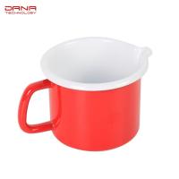 China C Shape Handle Enamel Round Noodle Pot 0.5mm Thickness Diversion Port Type for sale