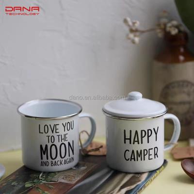 China C Shape Handle Custom Design Enamel Coffee Mugs Milk Mugs Hot Water Mugs Designed for Camping and Outdoor Enthusiasts for sale