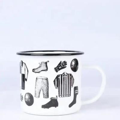 China Handmade Vintage Enamel Mug 12oz Classic Guaranteed Iron Colorful Printing Suitable for Drink 80000pieces Year for sale