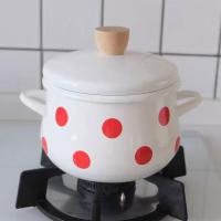 China 16cm Porcelain Enamel Pot Doubled Handles Hot Stew Pot Customized Logo Anti Allergenic for sale