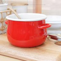China 16cm Porcelain Enamel Pot Doubled Handles Hot Stew Pot Customized Logo Anti Allergenic for sale