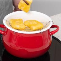 China 16cm Porcelain Enamel Pot Doubled Handles Hot Stew Pot Customized Logo Anti Allergenic for sale
