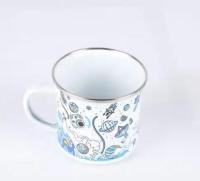 China 150g Handmade Classic Guaranteed Iron 12oz Vintage Enamel Mug Featuring Colorful Printing Suitable for Drink for sale