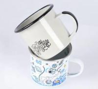 China 150g Handmade Classic Guaranteed Iron 12oz Vintage Enamel Mug Featuring Colorful Printing Suitable for Drink for sale
