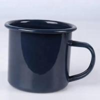 China 80000pieces per year Raw Material Iron Custom Classic 12oz Enamel Mug Metal Steel Camping Mug Featuring Rolled Edge Rim for sale