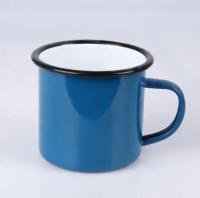 China 304 Stainless Steel Rim 12oz Enamel Mug Custom Logo Travel Christmas Camping Sublimation Coffee Mug Production 30 Days for sale