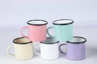 China 304 Stainless Steel Rim 12oz Enamel Mug Custom Logo Travel Christmas Camping Sublimation Coffee Mug Production 30 Days for sale