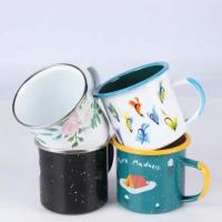 China OEM Colorful Enamel Steel Mug 12oz 350ml Carbon Steel Drinking Camping Mug for sale