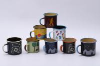 China OEM Colorful Enamel Steel Mug 12oz 350ml Carbon Steel Drinking Camping Mug for sale