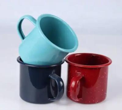 China 201R Sturdy Metal Enamel Mug Enamel Drinkware High Quality Enamelware Equipped With Custom Logo High Temperature Logo Printing for sale