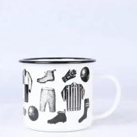 China 201R Sturdy Metal Enamel Mug Enamel Drinkware High Quality Enamelware Equipped With Custom Logo High Temperature Logo Printing for sale