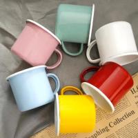 China Nordic Matte Black White Steel Enamel Coffee Mug 350ml 15oz OEM Color for sale