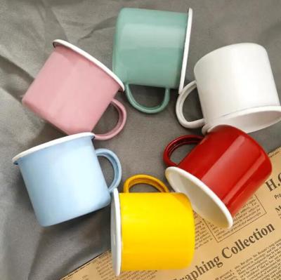 China Nordic Matte Black White Steel Enamel Coffee Mug 350ml 15oz OEM Color for sale