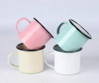 China Nordic Matte Black White Steel Enamel Coffee Mug 350ml 15oz OEM Color for sale