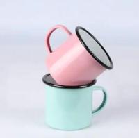 China Nordic Matte Black White Steel Enamel Coffee Mug 350ml 15oz OEM Color for sale