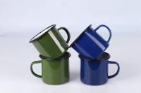 China Nordic Matte Black White Steel Enamel Coffee Mug 350ml 15oz OEM Color for sale