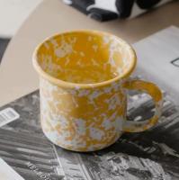 China Carbon Steel Enamel Mug Customized Marble Speckles Black Blue White Soy Wax Candle 500ml 650ml 740ml 1250ml Handmade Cup for sale