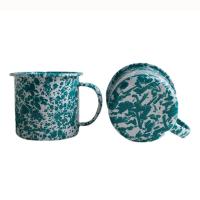 China Carbon Steel Enamel Mug Customized Marble Speckles Black Blue White Soy Wax Candle 500ml 650ml 740ml 1250ml Handmade Cup for sale