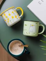 China Eco Friendly Natural Custom Handmade Coffee Mug Tea Drinking Cups Enamel Coating Double Coating Carbon Steel Cup Handle for sale