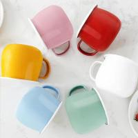 China C Shape Handle Whole Korean Style 350ml Enamel Mug Creative Milk Cup Porcelain Enamel Coffee Mugs for sale