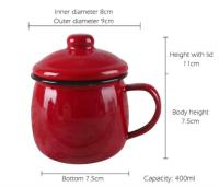 China C Shape Handle Whole Korean Style 350ml Enamel Mug Creative Milk Cup Porcelain Enamel Coffee Mugs for sale