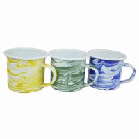 China Small Enamel Custom Mugs 350ml 500ml Speckle Coating EU FDA Certified Bottom Logo for sale