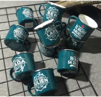 China 150g 350ml Enamel Coffee Mug Featuring High Temperature Logo Printing Ideal for Camping Hiking Outdoor Travel Activities for sale