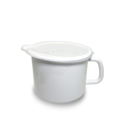 China Customized Color Enamel Milk Mug 14 15cm With PE Lids Decals Thickness 0.8mm for sale