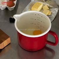 China Customized Color Enamel Milk Mug 14 15cm With PE Lids Decals Thickness 0.8mm for sale