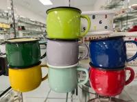 China 150g Eco Friendly Customized Logo Belly Shape Enamel Hot Water Mugs for sale