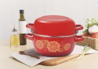China Carbon Steel Enameled Mussel Pan With Lid Enamel Mussel Pot 18cm 20cm 22cm 24cm for sale