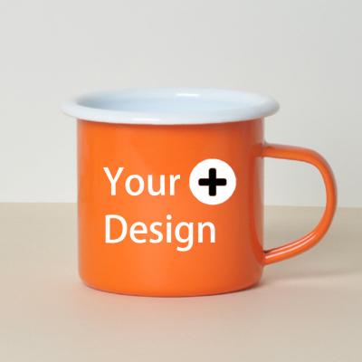 China Enamel Coating Double Coating 12 Oz Coffee Mug Custom Style White Camping Enamel Cup Excellent for Custom Logo Printing for sale