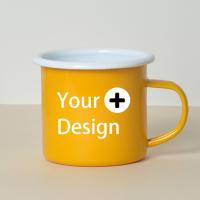 China Enamel Coating Double Coating 12 Oz Coffee Mug Custom Style White Camping Enamel Cup Excellent for Custom Logo Printing for sale