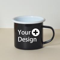 China Enamel Coating Double Coating 12 Oz Coffee Mug Custom Style White Camping Enamel Cup Excellent for Custom Logo Printing for sale