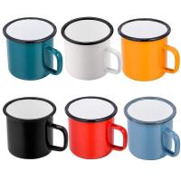 China Enamel Coating Double Coating 12 Oz Coffee Mug Custom Style White Camping Enamel Cup Excellent for Custom Logo Printing for sale