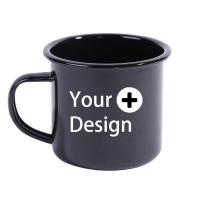 China Customized Enamel Drinkware 12 oz Vintage Enamel Mug Campfire Coffee Enamel Cup Camping Carbon Steel Enamel Coffee Mug for sale