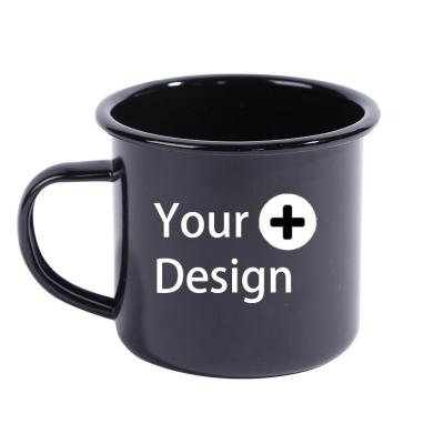 China Customized Enamel Drinkware 12 oz Vintage Enamel Mug Campfire Coffee Enamel Cup Camping Carbon Steel Enamel Coffee Mug for sale