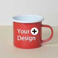 China Customized Enamel Drinkware 12 oz Vintage Enamel Mug Campfire Coffee Enamel Cup Camping Carbon Steel Enamel Coffee Mug for sale
