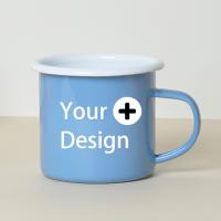 China Customized Enamel Drinkware 12 oz Vintage Enamel Mug Campfire Coffee Enamel Cup Camping Carbon Steel Enamel Coffee Mug for sale