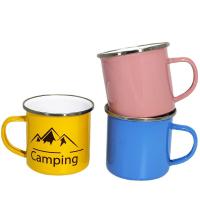 China Enamel Coating Double Coating Custom Logo Metal Steel Mug with High Temperature Logo Printing and Decal Included for sale