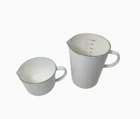 China Customized Enamel Measuring Mug Carbon Steel Personalized Color Decal Milk Coffee Drinkware Cup for sale