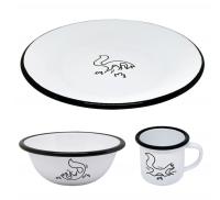 China High Quality Lovely Dinnerware Eco-Friendly Enamel Metal Bowl/Mug/Plate Set Kids Use Tablewre/Mug/Plate/Bowl for sale