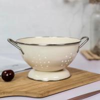 China Home Kitchen Enamel Colander Multi-Use Colorful Sturdy Handle for sale