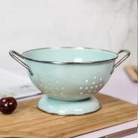 China Home Kitchen Enamel Colander Multi-Use Colorful Sturdy Handle for sale