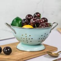China Home Kitchen Enamel Colander Multi-Use Colorful Sturdy Handle for sale
