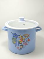 China Cute Cartoon Animal Printed Enamel Casserole Pot Large Capacity Stock Pot Soup Pot for Daily Cooking for sale