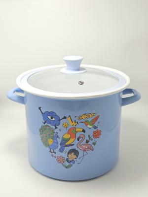China Cute Cartoon Animal Printed Enamel Casserole Pot Large Capacity Stock Pot Soup Pot for Daily Cooking for sale
