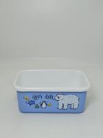 China Soft Blue Cute Polar Bear Penguin Print Rectangular Enamel Storage Bowl Oven Safe Enamel Food Container For Baking And Fridge Storage for sale