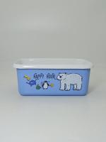 China Soft Blue Cute Polar Bear Penguin Print Rectangular Enamel Storage Bowl Oven Safe Enamel Food Container For Baking And Fridge Storage for sale